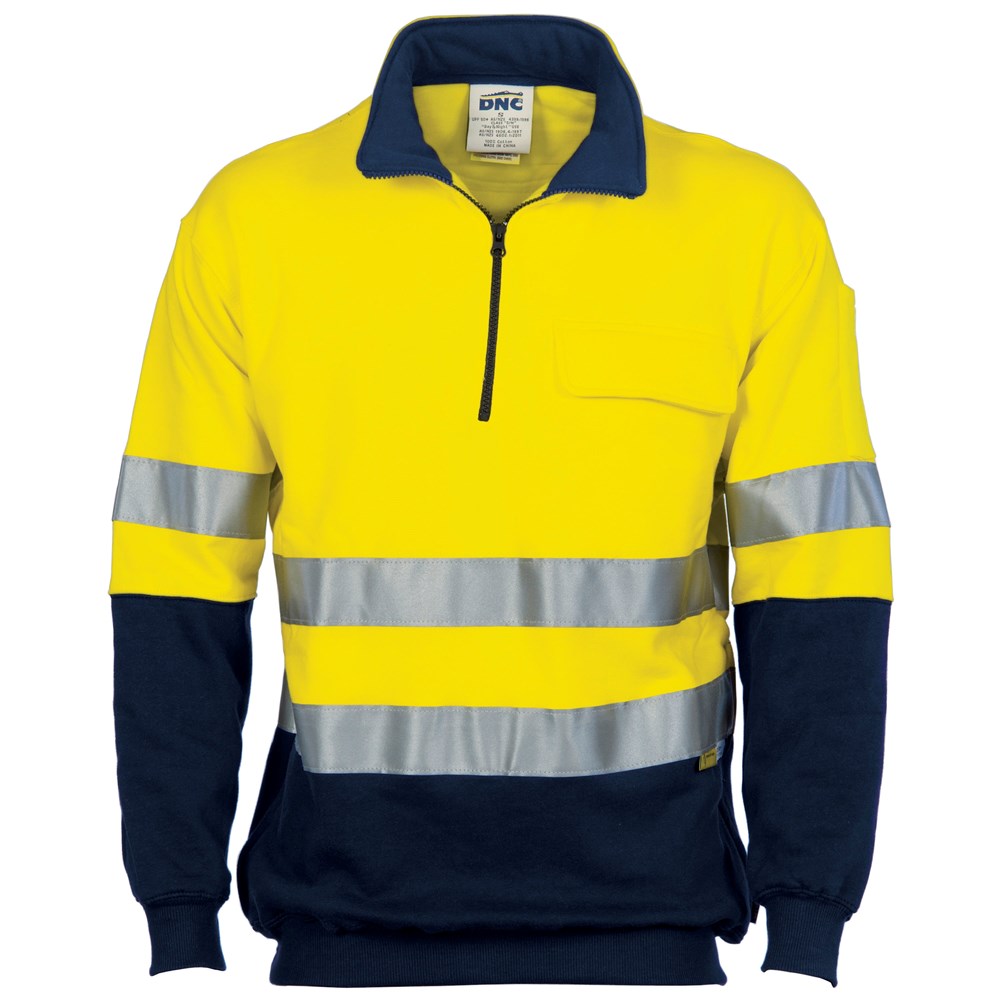 DNC HiVis 1/2 Zip Cotton Fleecy Windcheater Taped — Aussie Digger ...